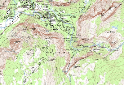 Yosemite Topography Map